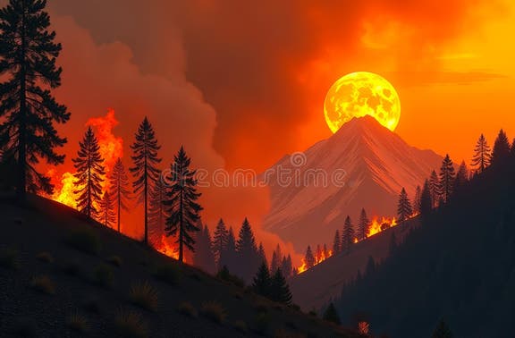 Earth Globe on Fire with Wildfire Fire in Climate Change, the Earth is ...