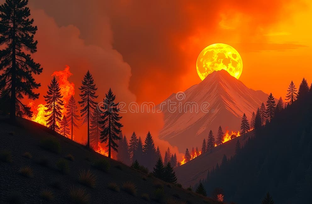 Earth Globe on Fire with Wildfire Fire in Climate Change, the Earth is ...