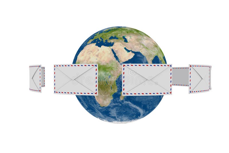 Earth Globe with Flying Letters Around Stock Illustration ...