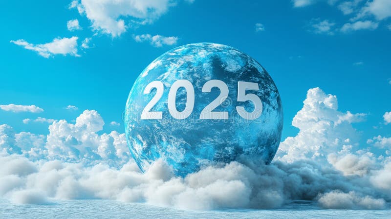 Earth Globe with 2025 in Front, Representing the Future, New Year, on ...