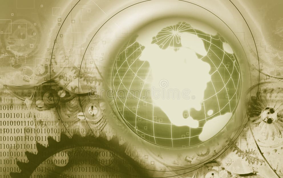 Earth globe and gears stock illustration. Illustration of planet - 1849556