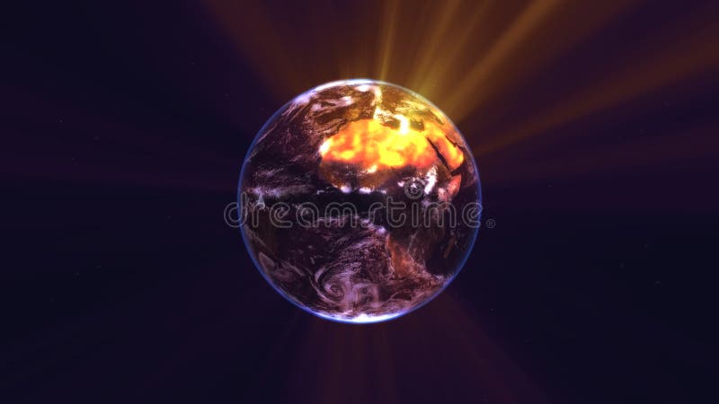 Earth Globe with Glowing Details and Light Rays. 3d Illustration Stock ...