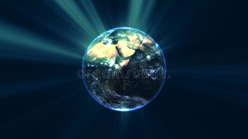 Earth Globe with Glowing Details and Light Rays. 3d Illustration Stock ...