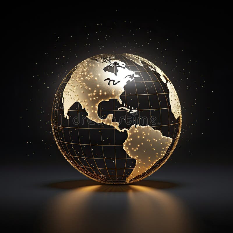 Earth Globe with Glowing Light Stock Illustration - Illustration of ...