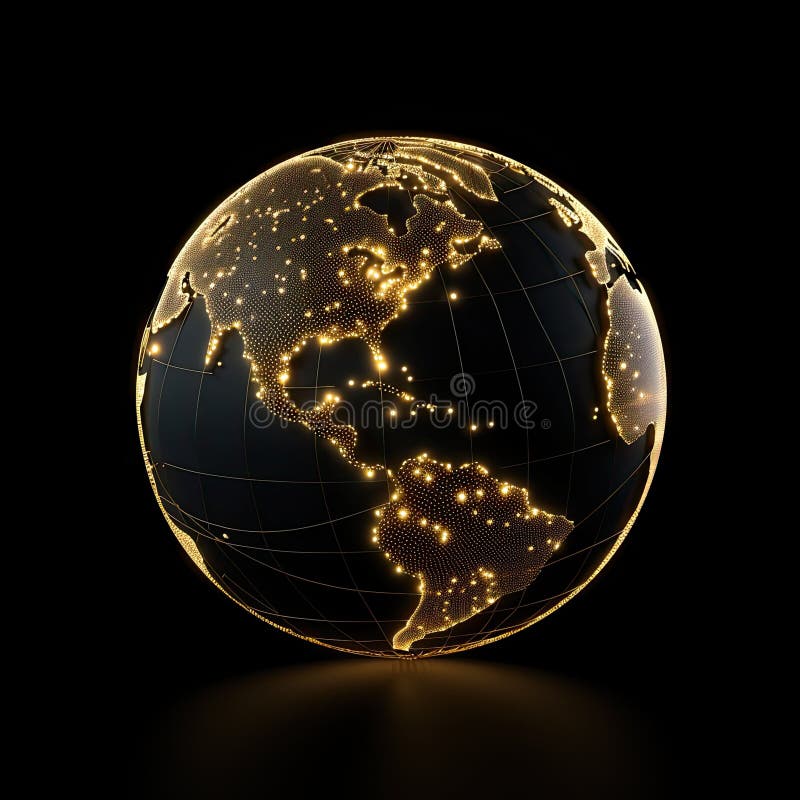 Earth Globe with Glowing Light Stock Illustration - Illustration of ...