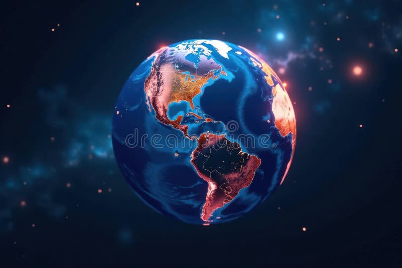 Earth Globe, Glowing Network, Blue Space Backdrop, Celestial, Electric ...