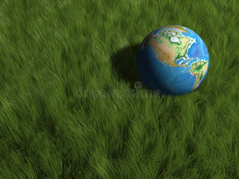 Earth globe in grass stock illustration. Illustration of earth - 5406976
