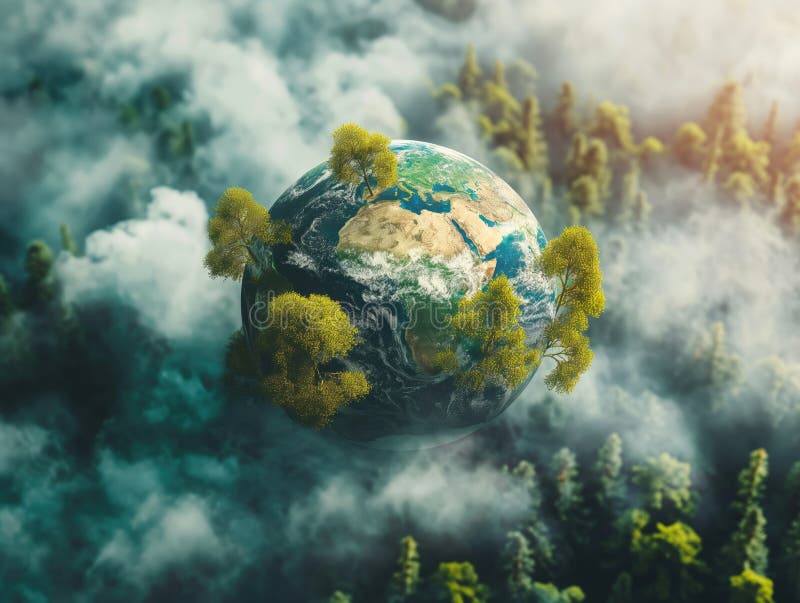 Earth Globe with Green Trees Stock Photo - Image of tree, grass: 309178782