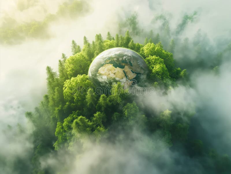 Earth Globe with Green Trees Stock Image - Image of grass, graphic ...