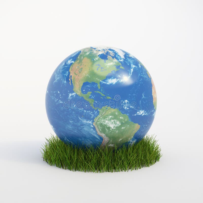 Earth Globe Growing in a Patch of Grass Stock Illustration ...