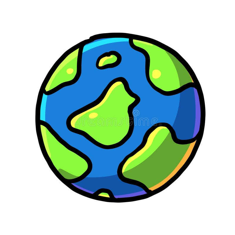 Earth Globe Hand Drawn Illustration. Doodle Illustration Icon in Modern ...
