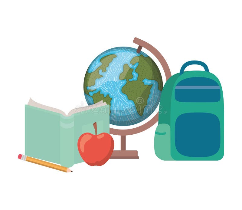 Earth Globe with Handbag of School Stock Vector - Illustration of ...