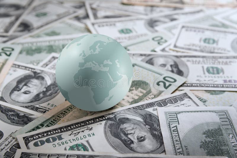 Earth Globe on Heap of Money Stock Photo - Image of earth, concepts ...