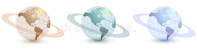 Earth Globe Icon, Blue Planet with Dynamic Orbit Stock Vector ...