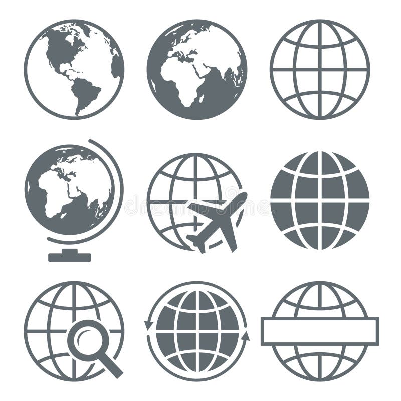Earth Globe Icon Set Round - Vector Illustration Stock Illustration ...