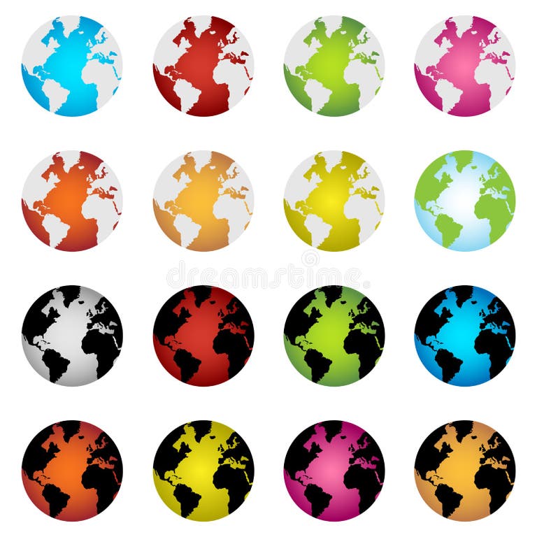 Earth Globe Collection Icons Stock Illustrations – 10,153 Earth Globe ...