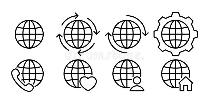 Earth Globe Icons Set. Vector Icons Stock Illustration - Illustration ...