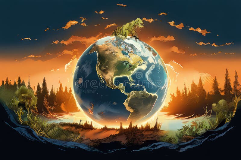 Earth Globe Illustration. Climate Change Concept Stock Image - Image of ...