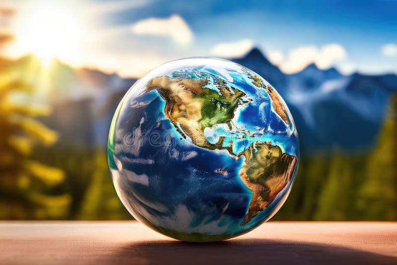 Illustration of Climate Change Globe Submerged in Water, Melting Ice ...