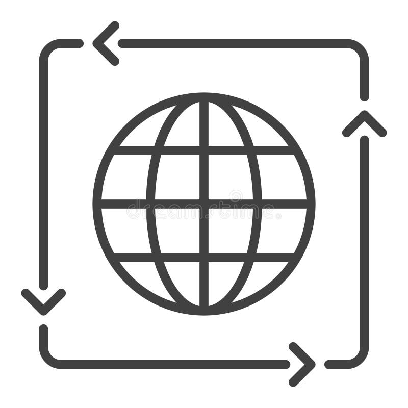 Earth Globe Inside Arrows Vector Linear Icon or Symbol Stock Vector ...