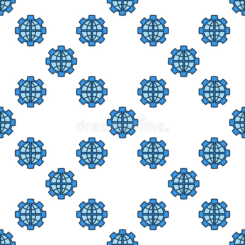 Earth Globe Inside Cog Wheel Vector Balance of Power Blue Seamless ...