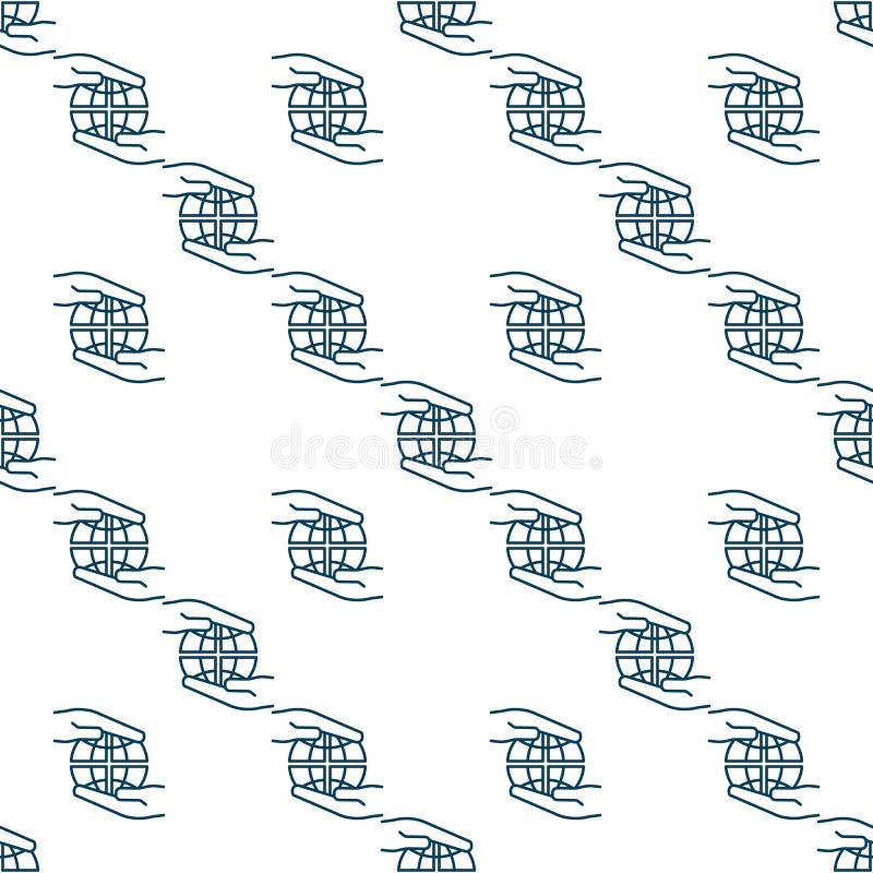 Earth Globe Inside Hands Vector Multipolarity Seamless Pattern in ...