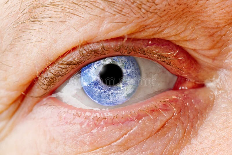 The Earth Globe Inside of a Man S Eye Stock Photo - Image of nature ...