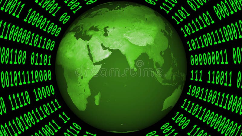 Earth Globe Inside a Virtual Cylinder Made of Binary Code - Graphic ...