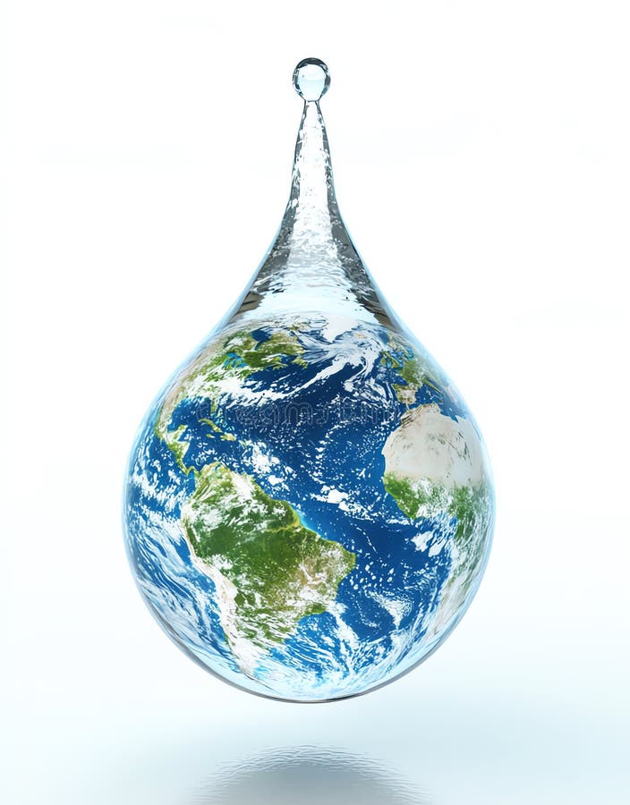 Earth Globe Inside a Water Droplet, AI Generated Stock Illustration ...