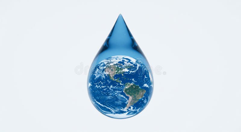 Earth Globe Inside a Water Droplet Stock Illustration - Illustration of ...