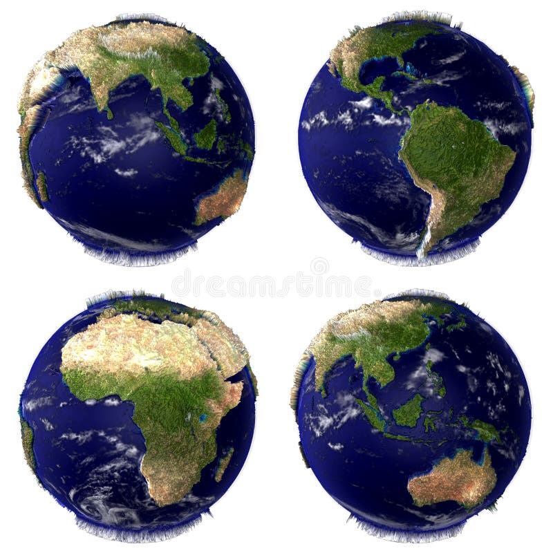 Earth Globe Isolated on White Background Stock Illustration ...