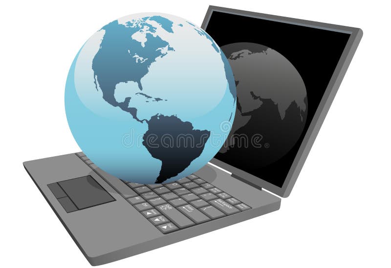 Earth Globe on Laptop World Computer Stock Vector - Illustration of ...