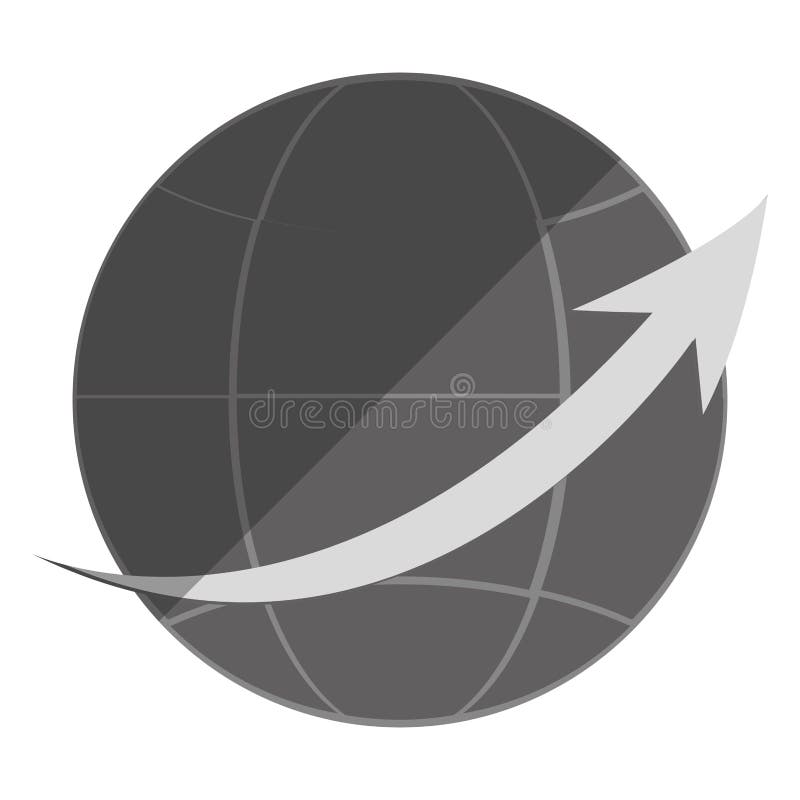 Earth Globe with Latitudes and Meridians and Arrow Icon Stock ...