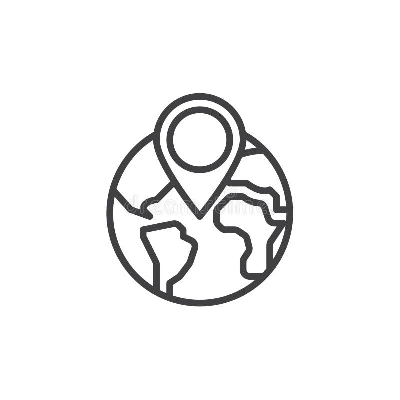 Earth Globe Location Line Icon, Outline Vector Sign, Linear Style ... Earth Globe Location Line Icon, Outline Vector Sign, Linear Style ...