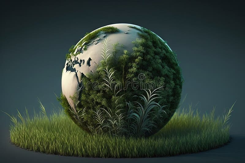Earth Globe Made of Soft Grass Illustration Generative Ai Stock ...