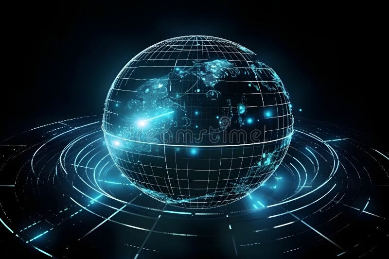 Earth Globe on Black Background. Generative AI. Stock Illustration - Illustration of network ...