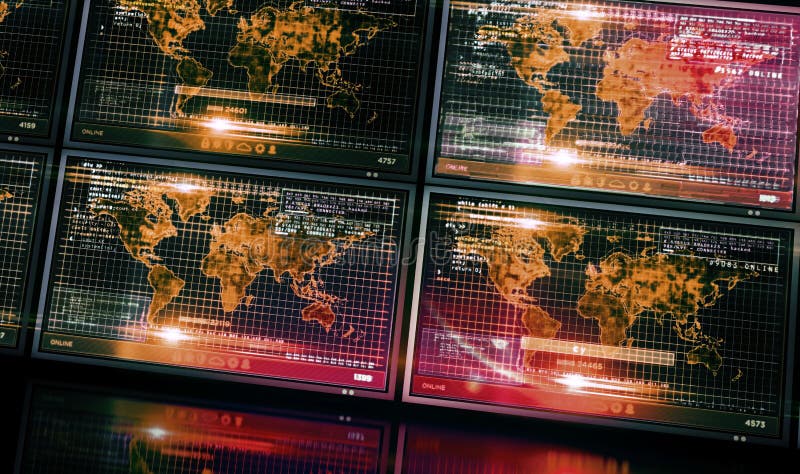 Earth Globe Map on Screen Illustration Stock Illustration ...