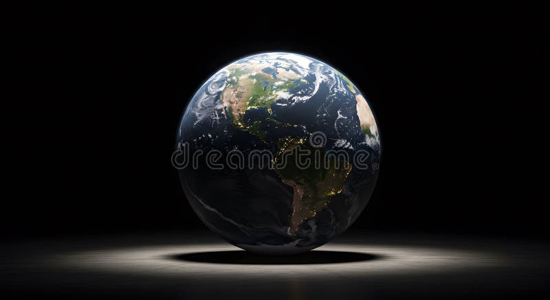 Earth Globe Model Displayed Against Dark Background with Dramatic ...
