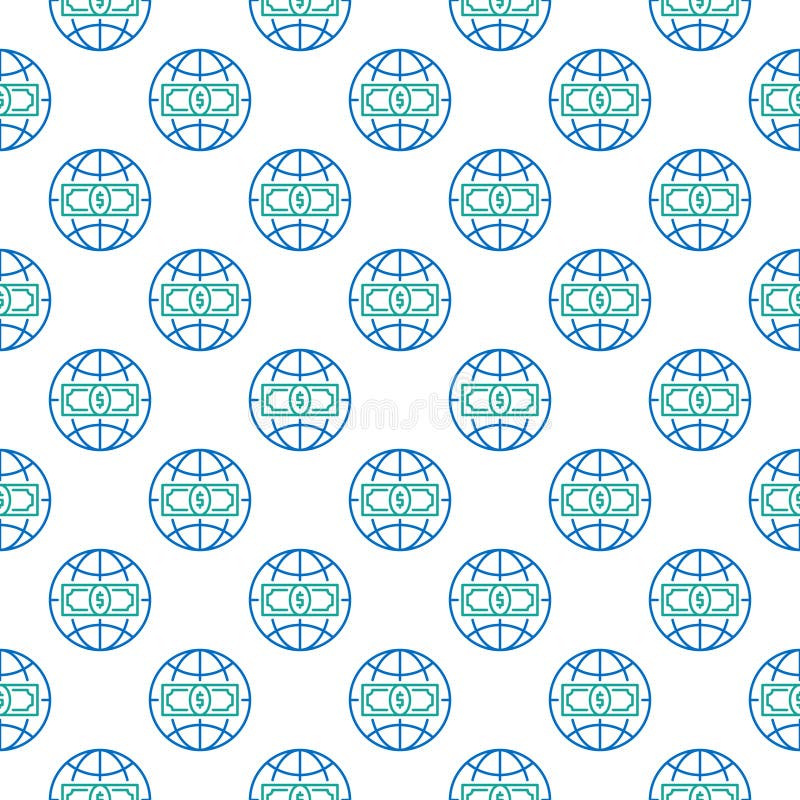Earth Globe with Money with Vector Line Seamless Pattern Stock Vector ...
