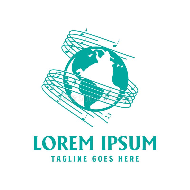 Earth Globe with Music Note Tone Clef for World Music Day Illustration ...