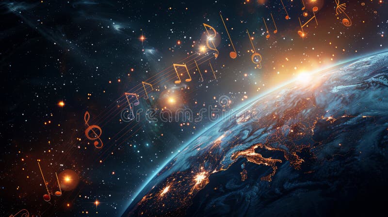 Earth Globe with Musical Notes Around Stock Photo - Image of harmony ...