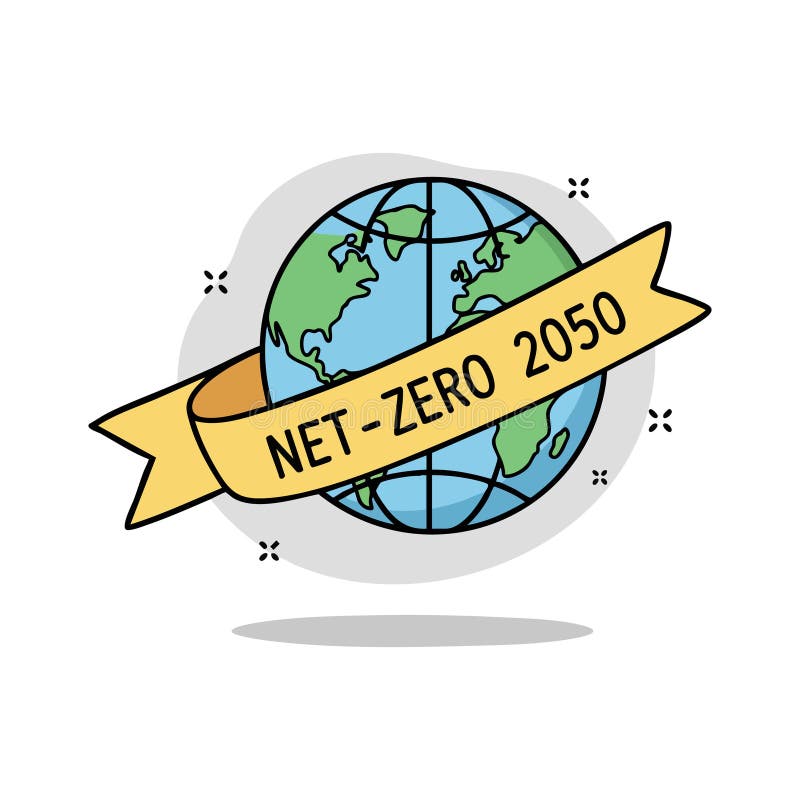 Earth Globe with Net Zero 2050 Banner Climate Change Awareness Vector ...
