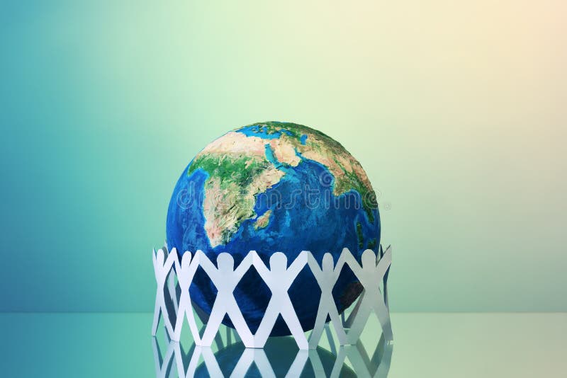 Earth globe with paper men stock image. Image of environmental - 272289937