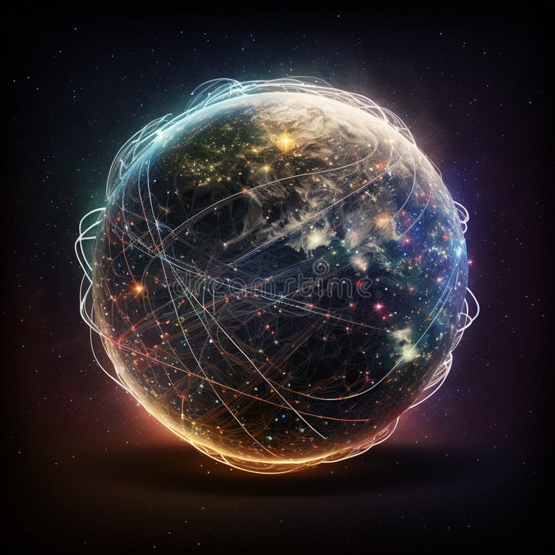 Earth Globe Passing Wires Digital Communication Stock Image - Image of ...