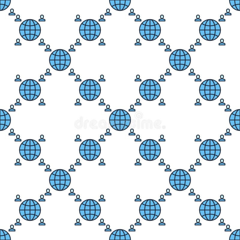 Earth Globe with People Hemisphere Vector Blue Seamless Pattern Stock ...