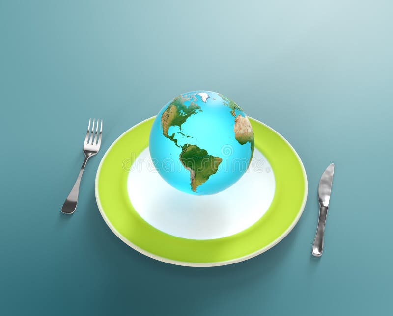 Earth Globe on a Plate stock image. Image of carefully - 126350143