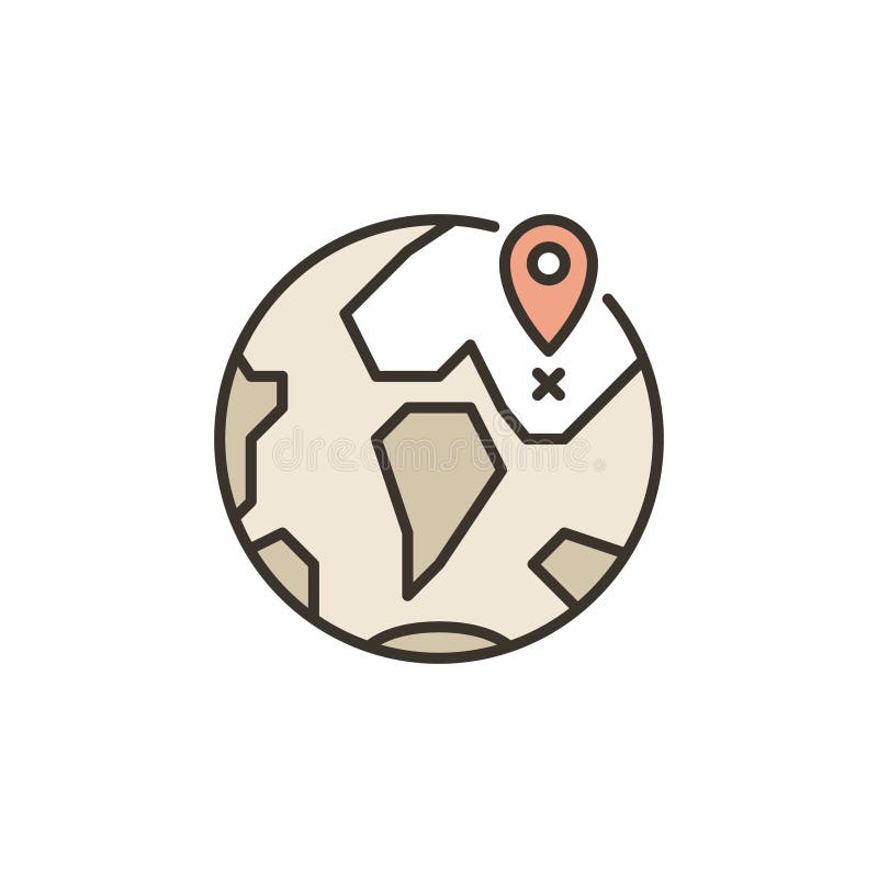 Earth Globe with Pointer or Label Colored Icon - Vector Travelling ...