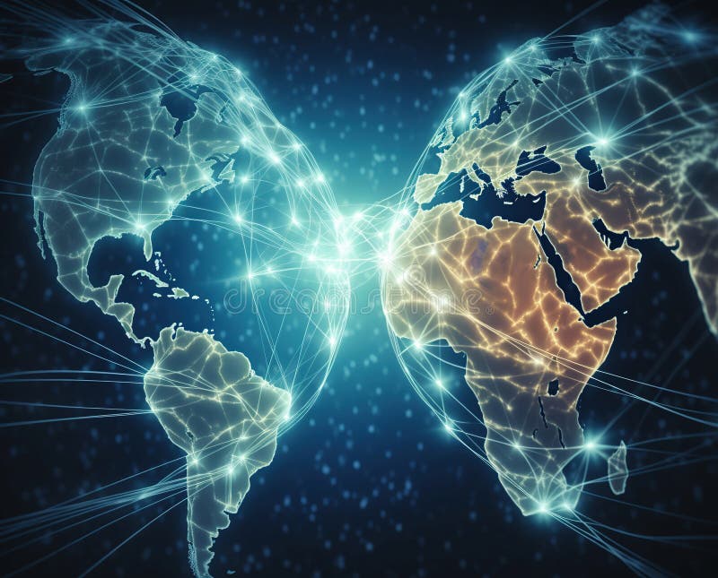 Earth Globe with Points Connected with Lines. Global Network and Data ...