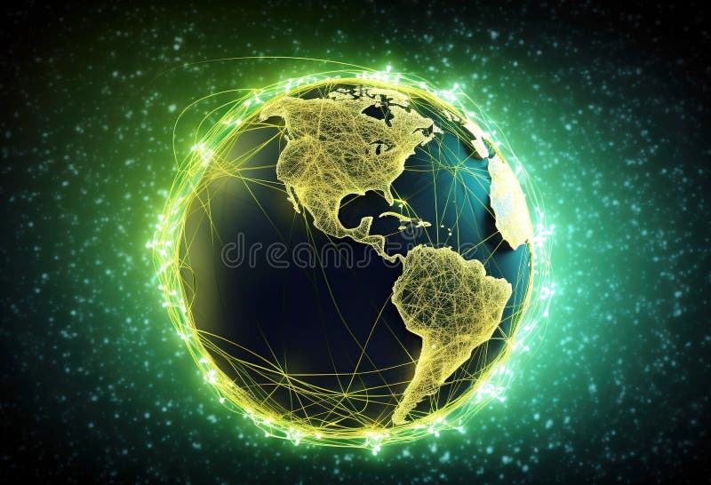 Earth Globe with Points Connected with Lines. Global Network and Data ...