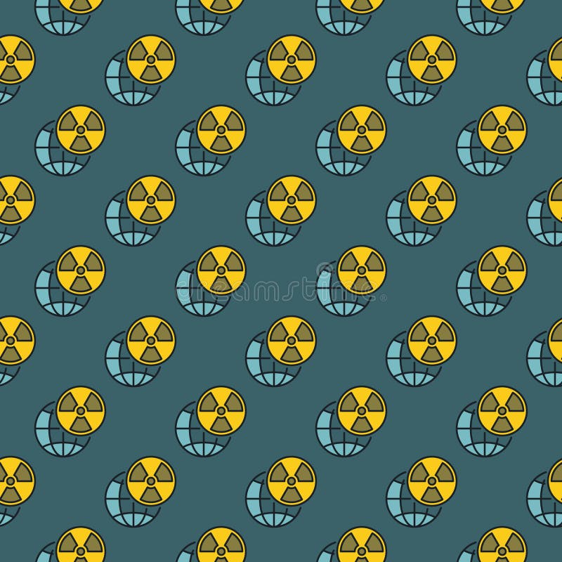 Earth Globe with Radiation Symbol Vector Colored Seamless Pattern Stock ...